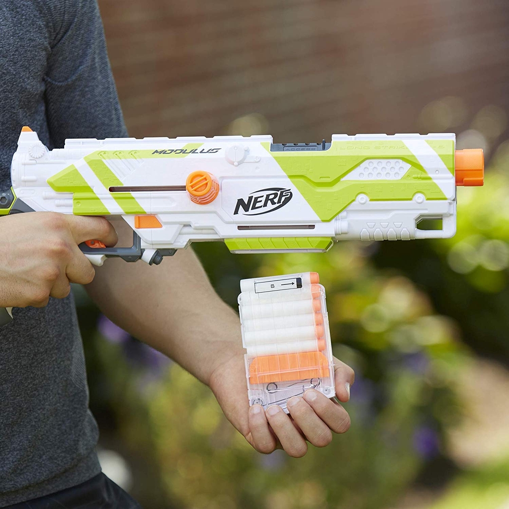 Nerf Longstrike Modulus Toy Blaster with Barrel Extension, Bipod ...