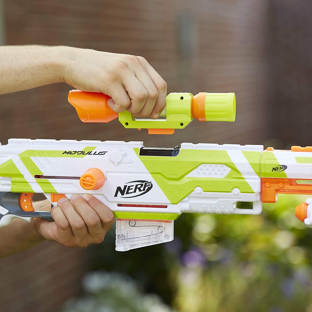 Nerf Longstrike Modulus Toy Blaster with Barrel Extension, Bipod ...