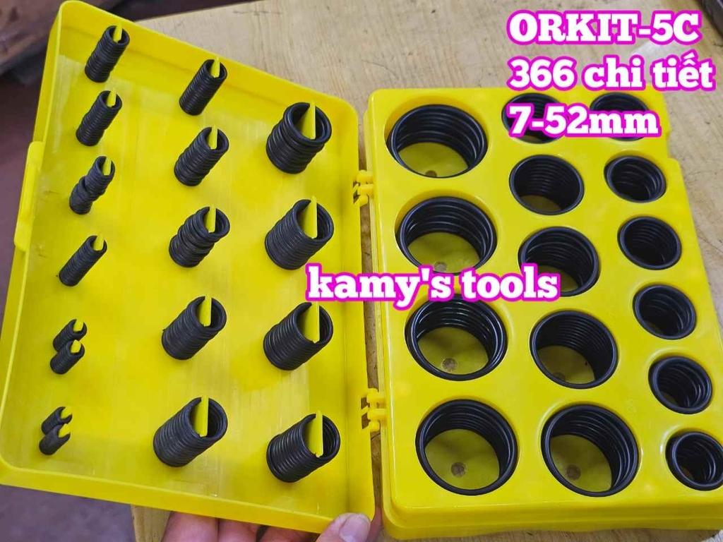 Hộp gioăng sin oring ron cao su vòng đệm 366 chi tiết ORKIT-5C Wetools 7-52mm LOẠI C MÀU VÀNG