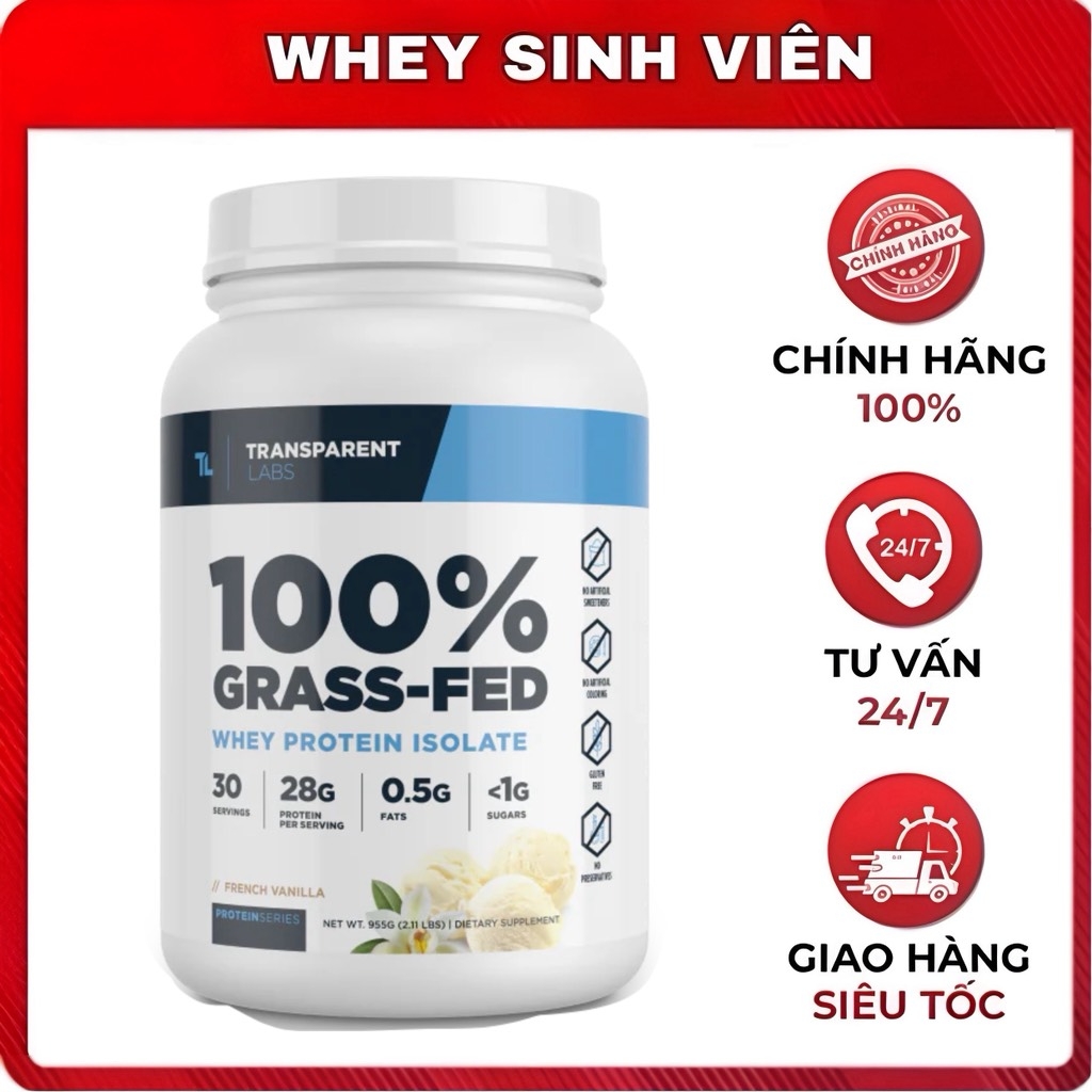 Transparent Labs 100% Grass-Fed Whey Protein Isolate - 2lbs ( 30 ...