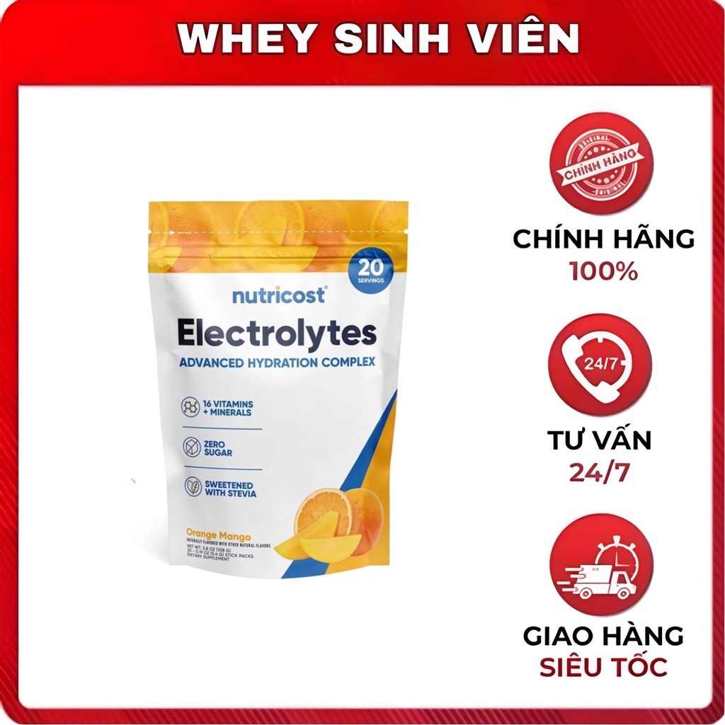 Gói bột điện giải Nutricost Electrolytes Advanced Hydration Complex, 20 ...