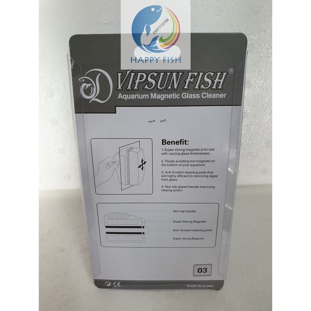 Nam Châm Vệ Sinh Hồ Cá Vipsun Fish 03 (6x11cm) (Hàng Công Ty) | Cá Cưng