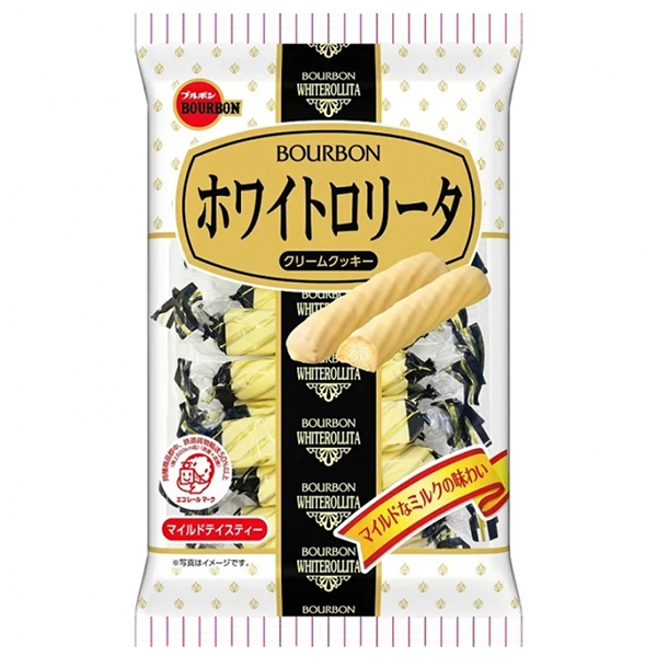 Bánh quy phủ kem Bourbon White Rollita 3Y+ 98g