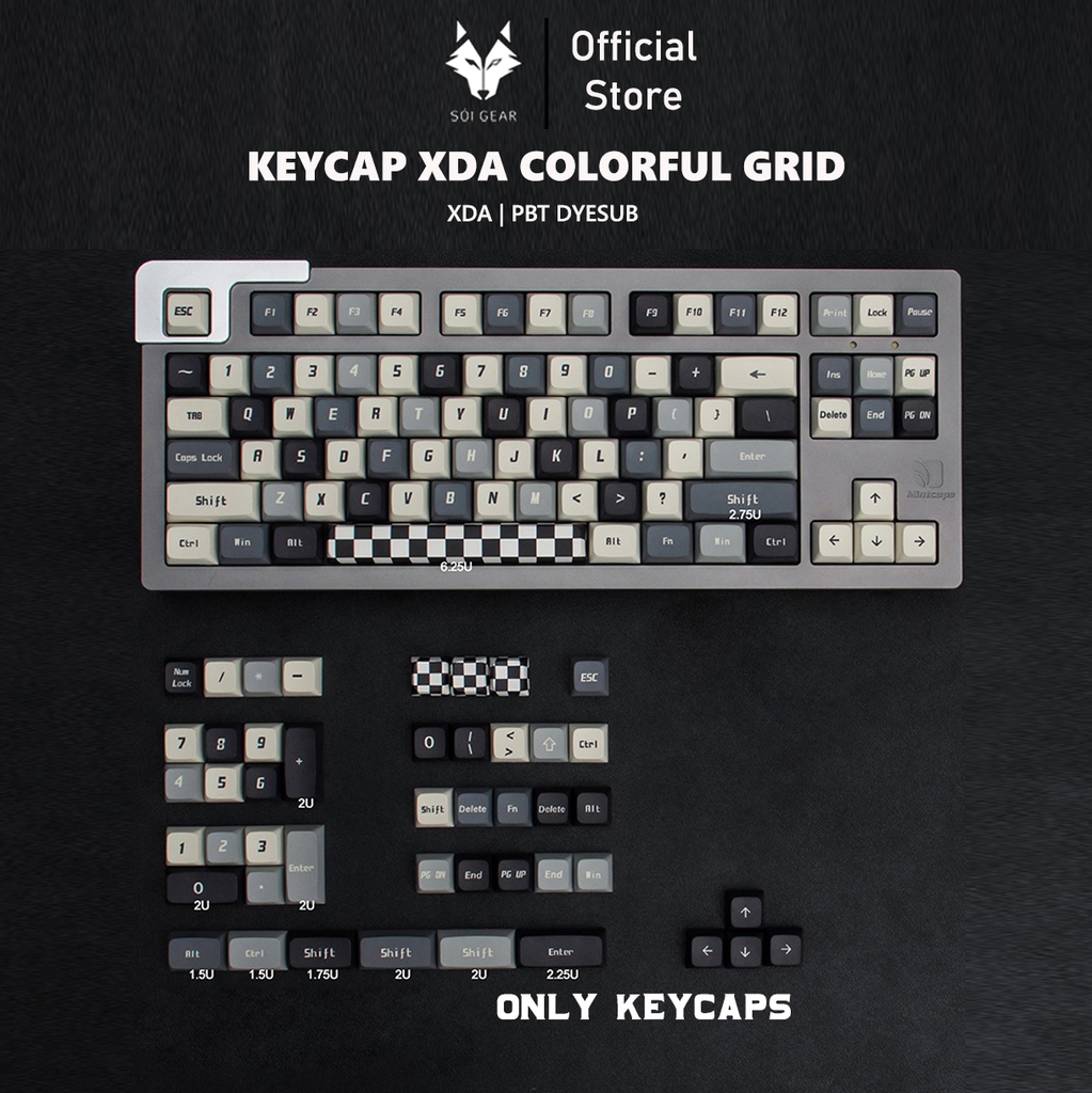 Keycap XDA Colorful Grid PBT Dyesub