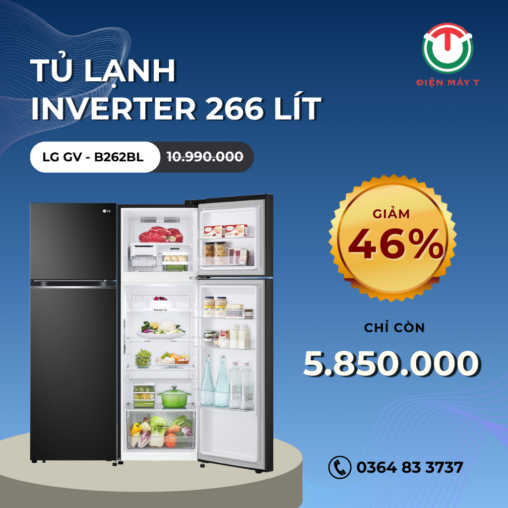 Tủ lạnh LG Inverter 266 lít GV-B262BL | Điện Máy T