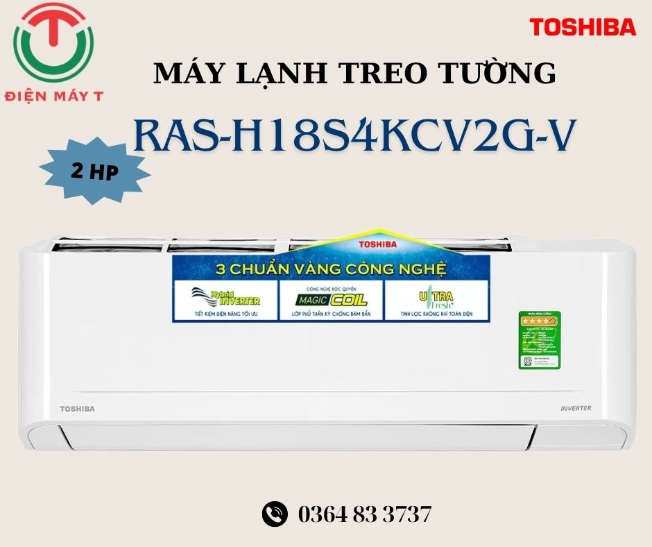 Máy lạnh Toshiba inverter 2.0HP RAS-H18S4KCV2G-V model 2024 | Điện Máy T