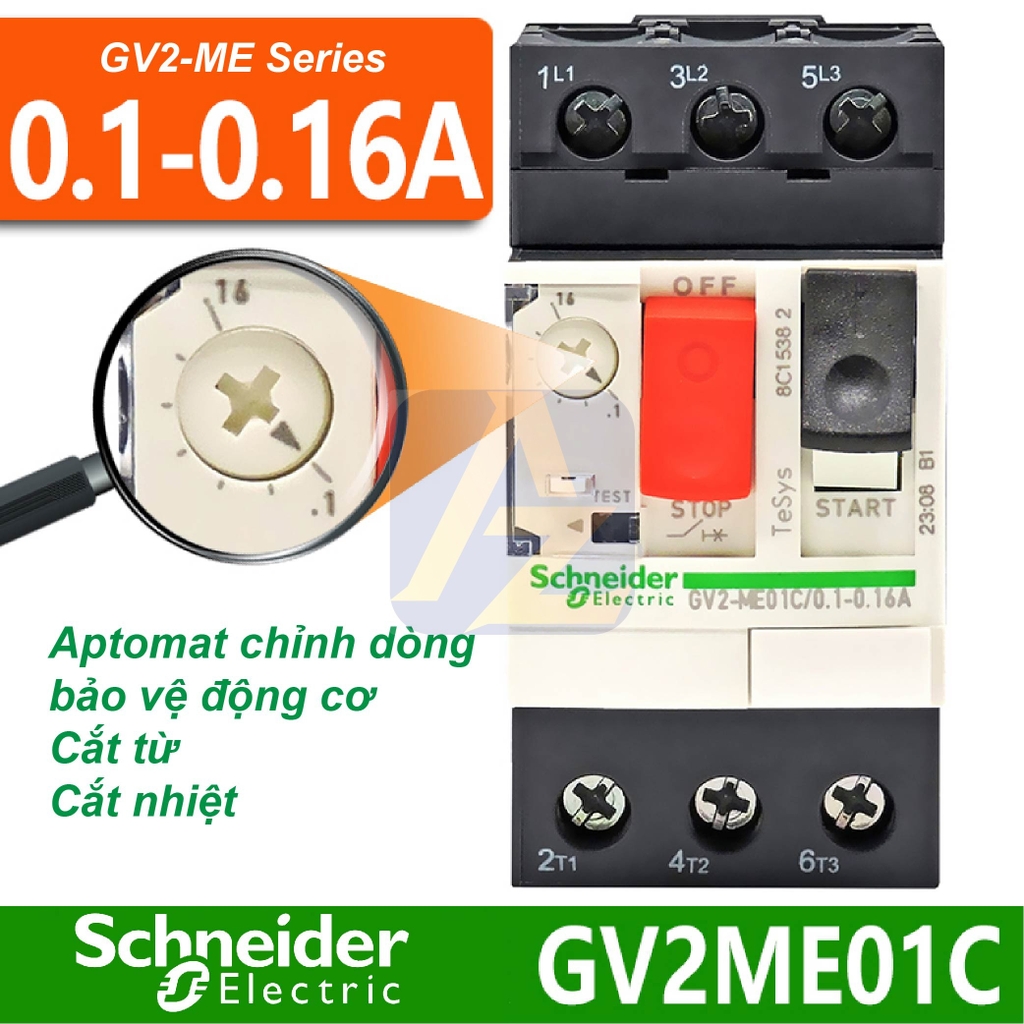 Aptomat bảo vệ động cơ Schneider GV2ME Series | Tự động hóa Az