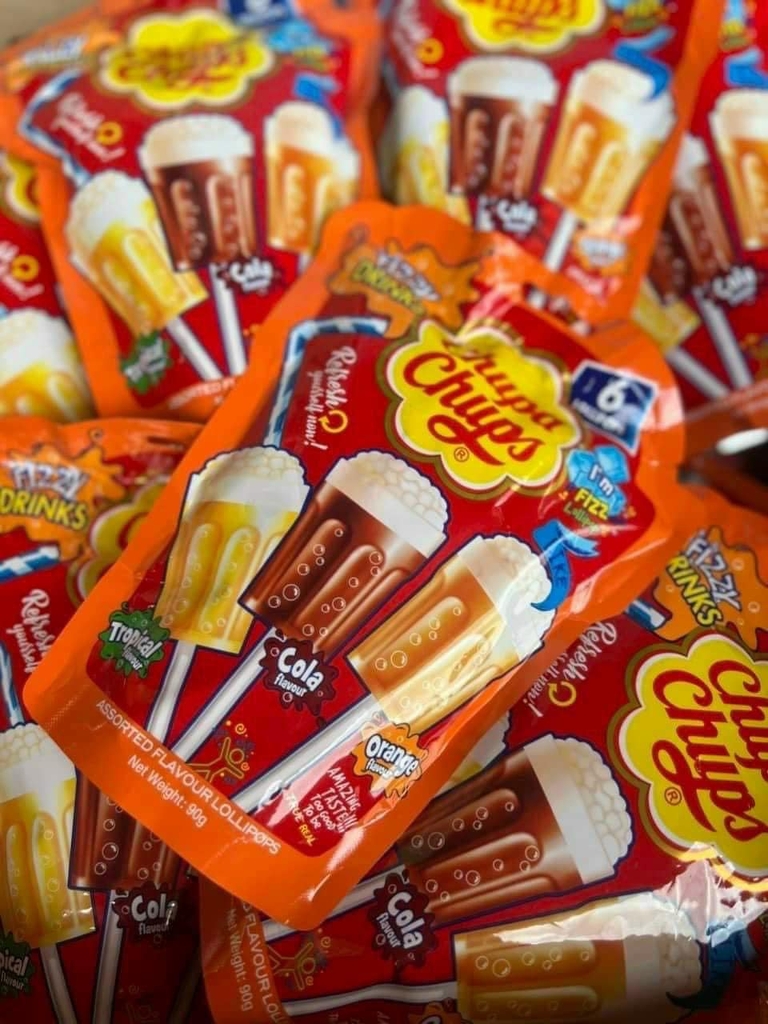 Kẹo Chupa Chups Fizzy Drinks 90g (Bịch 6 Cây) Daddy Mart