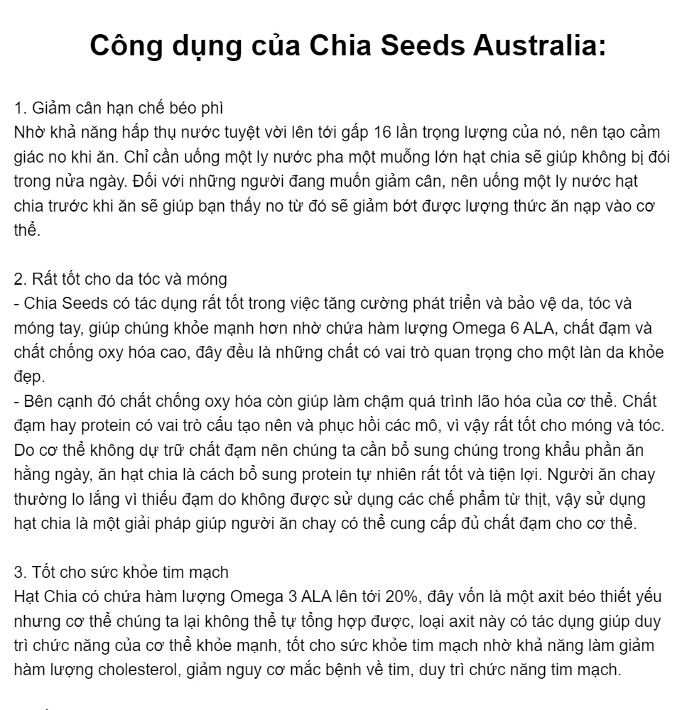 Hạt Chia Úc Tím Absolute Organic Chia Seeds 1kg Daddy Mart