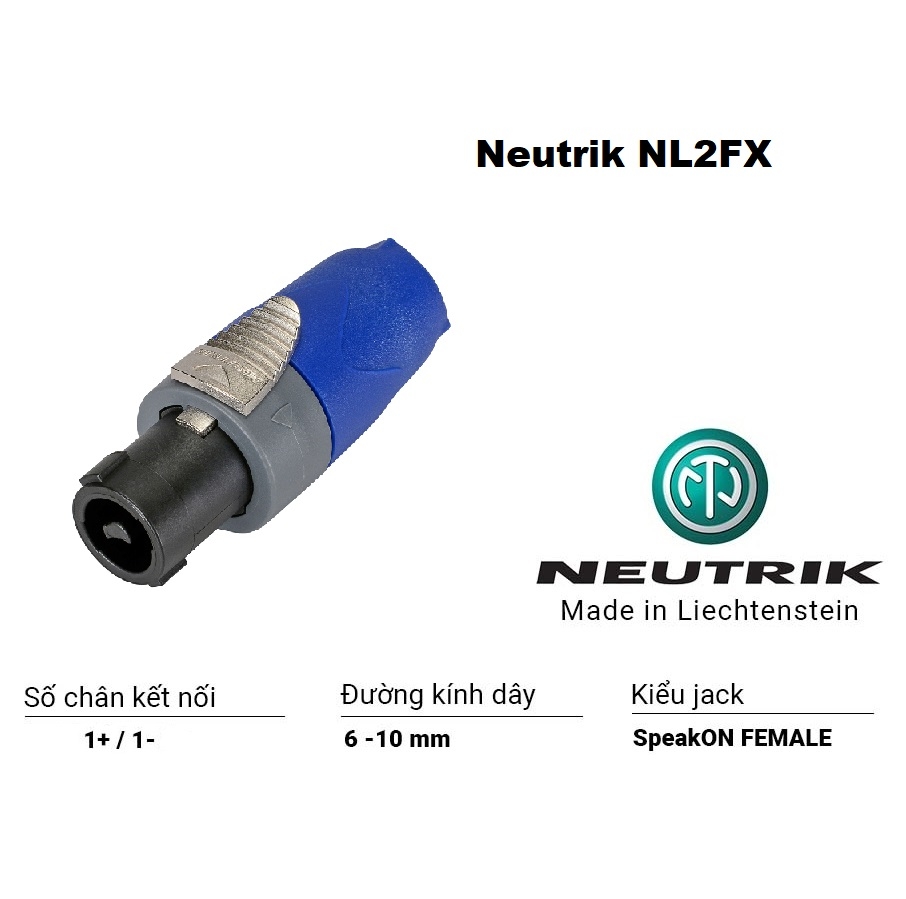 Jack Loa 2 Pin Neutrik NL2FX | Bình Dương Audio