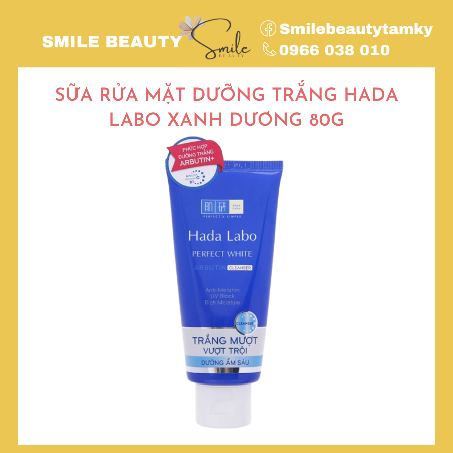 Sữa Rửa Mặt Dưỡng Trắng Hada Labo Xanh Dương 80g | Smilebeauty