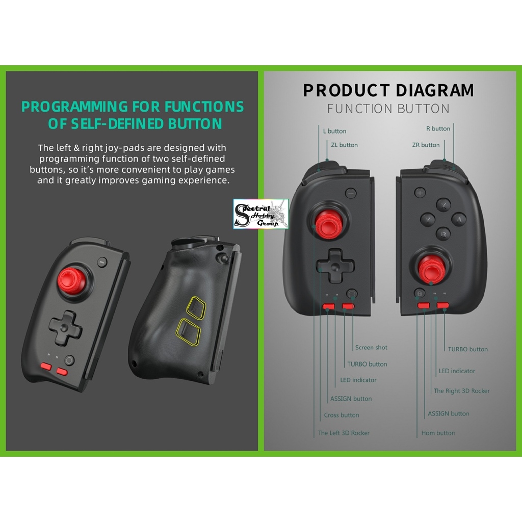 Tay cầm chơi game không dây Lập Trình Chức Năng DOBE TNS19210 cho Nintendo Switch Split Controller