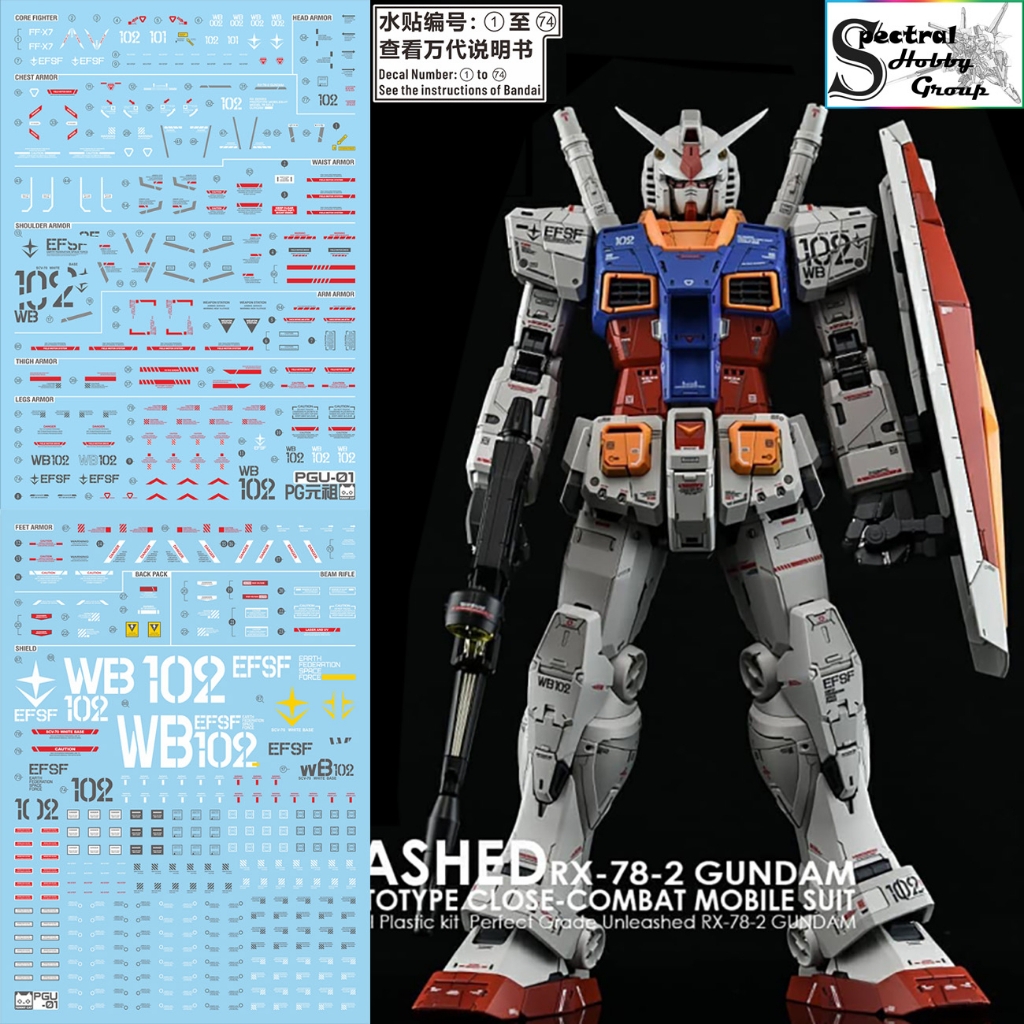 Decal nước dán mô hình PG RX-78-2 RX78 2.0 G3 gundam các loại - Water ...