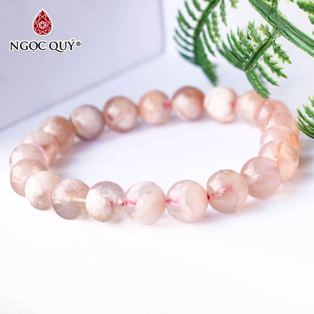 Vòng tay đá mã não hoa anh đào Trang Sức Đá Phong Thủy Ngọc Quý