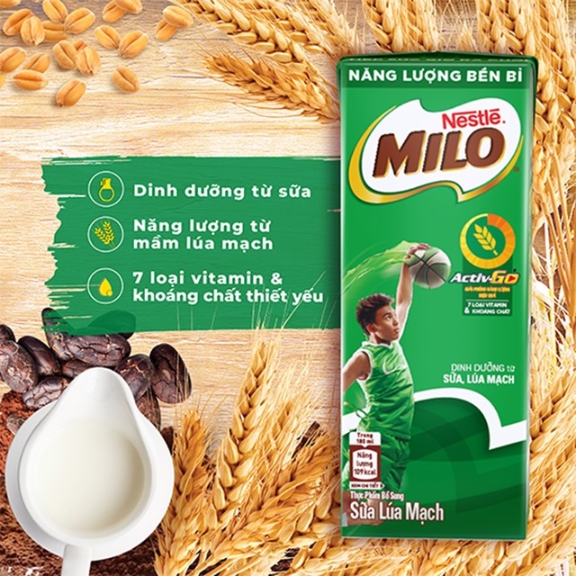 Sữa Nestle Milo lúa mạch hộp 180ml