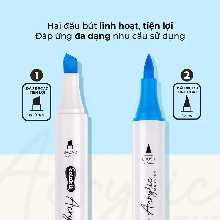 Bút Lông Màu Colokit Acrylic Markers 2 Đầu ACM-C002 24 Màu