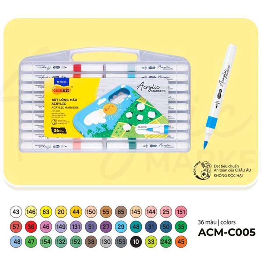 Bút Lông Màu Colokit Acrylic Markers 1 Đầu ACM-C005 36 Màu