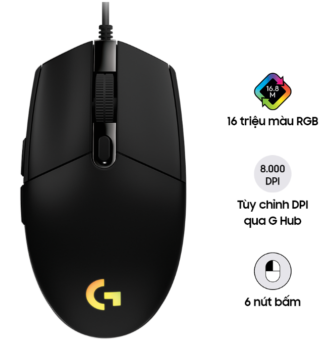 Chuột gaming Logitech G102 Gen2 Lightsync (Đen)