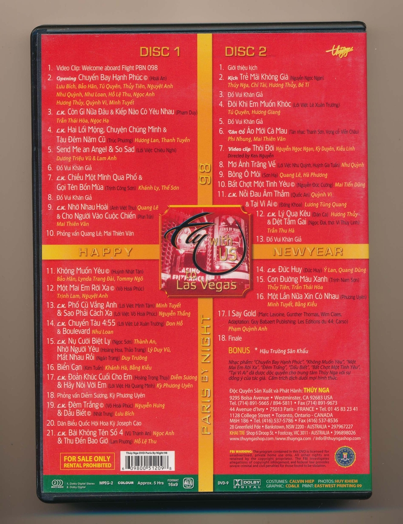 DVD Thúy Nga - Paris By Night 98 - Fly With Us To Las Vegas (USED)