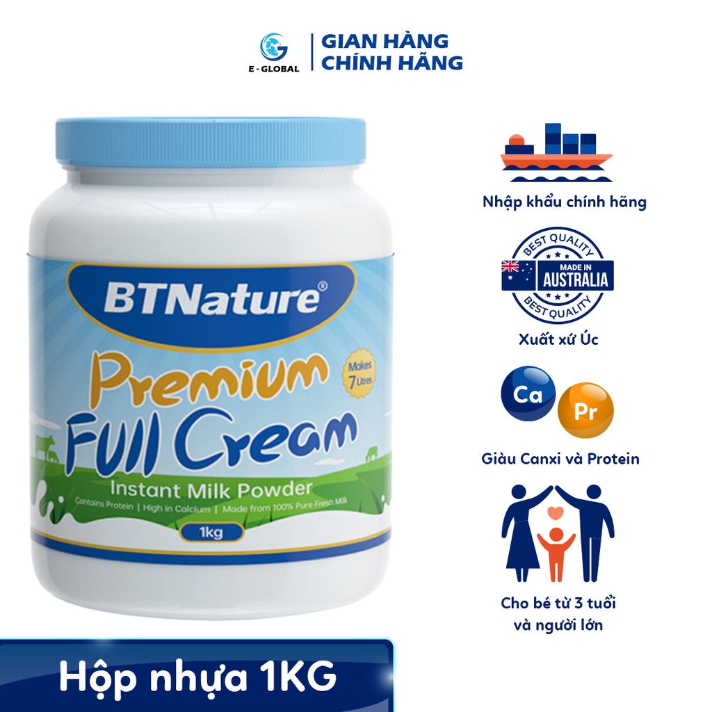 Sữa bột nguyên kem BTNature giàu Canxi-Protein