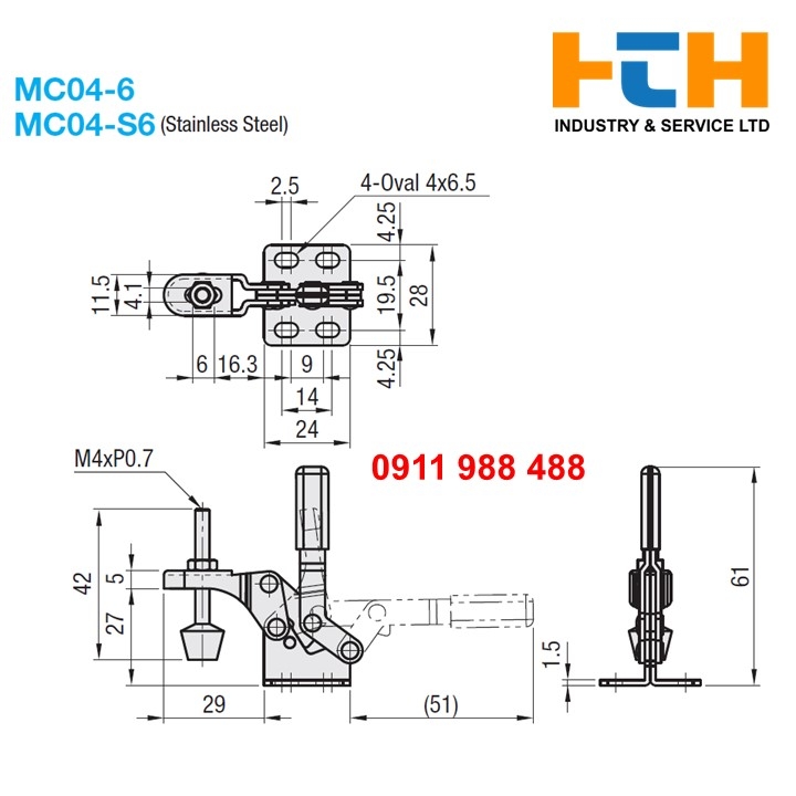 Cam kẹp Đứng MC04-6 MC04-S6 - Liên hệ ngay 0911 988 488