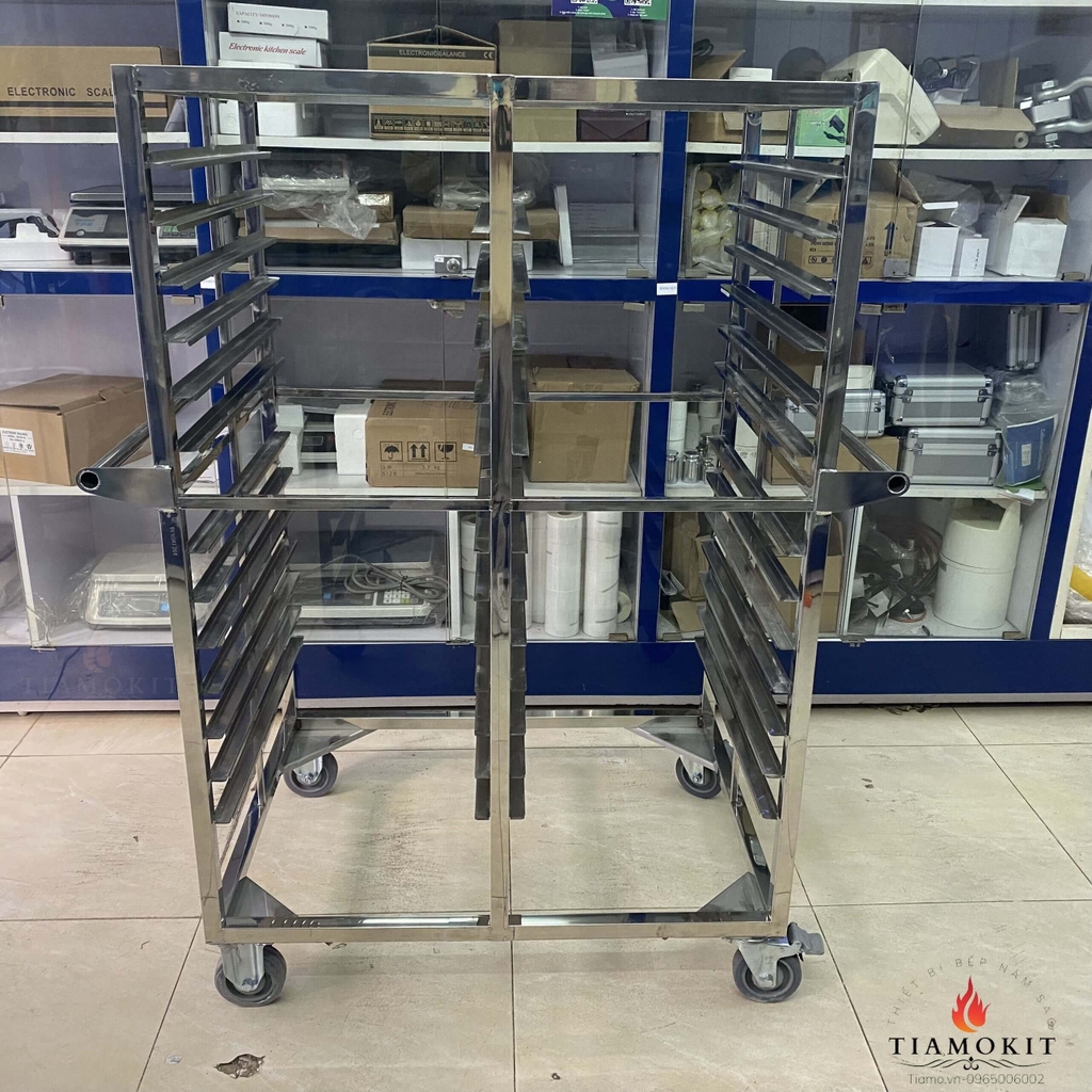 Xe để khay, sức chứa 100 khay, chất liệu inox 201 cao cấp.