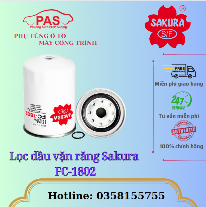 Lọc dầu vặn răng Sakura FC-1802