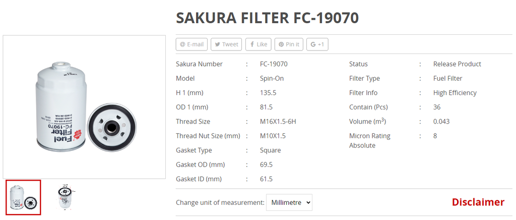 Lọc dầu vặn răng Sakura FC-19070