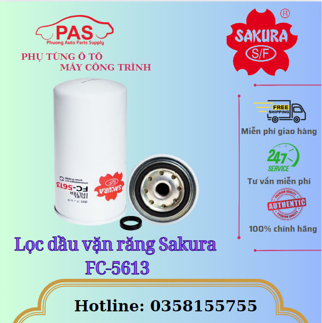 Lọc dầu vặn răng Sakura FC-5613