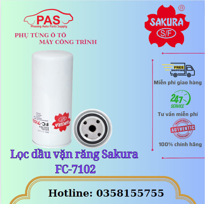 Lọc dầu vặn răng Sakura FC-7102