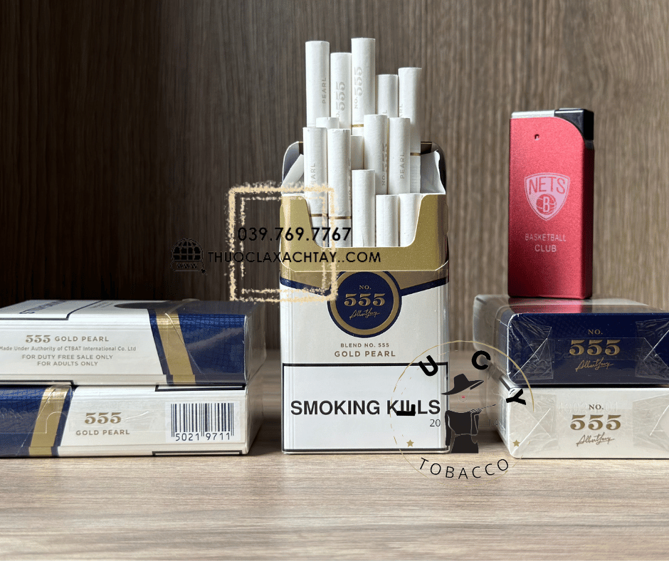 Thuốc lá 555 Gold Pearl (555 Anh, gói nhỏ, thân trắng, nắp xanh ...