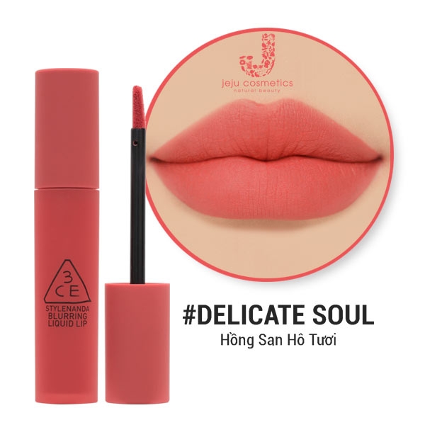 SON KEM 3CE STYLENANDA BLURRING LIQUID LIP #DELICATED SOUL- HỒNG SAN HÔ