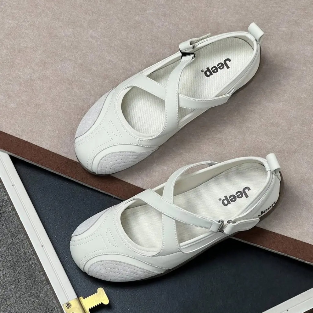 Giày Jeep Mary Jane Ballet White Grey P661W13310 Chính Hãng