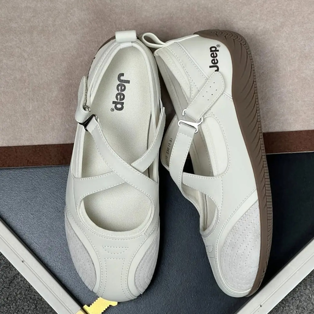 Giày Jeep Mary Jane Ballet White Grey P661W13310 Chính Hãng