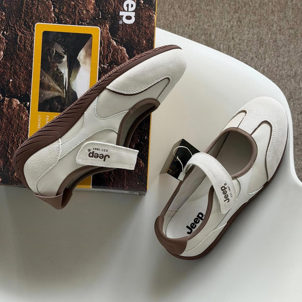 Giày Jeep Mary Jane Ballet Soft White Brown P661W12375 Chính Hãng