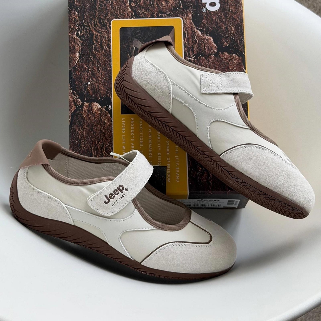 Giày Jeep Mary Jane Ballet Soft White Brown P661W12375 Chính Hãng