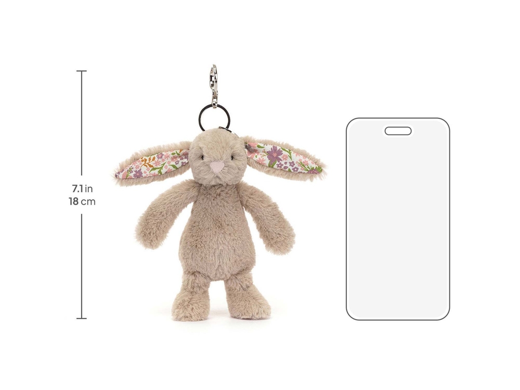 Móc Khoá Jellycat Blossom Bunny Beige Petal Bag Charm Chính Hãng