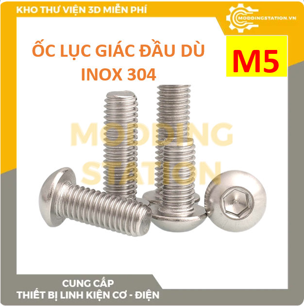 Ốc Lục giác đầu dù inox 304 size M5x20 | Modding Station
