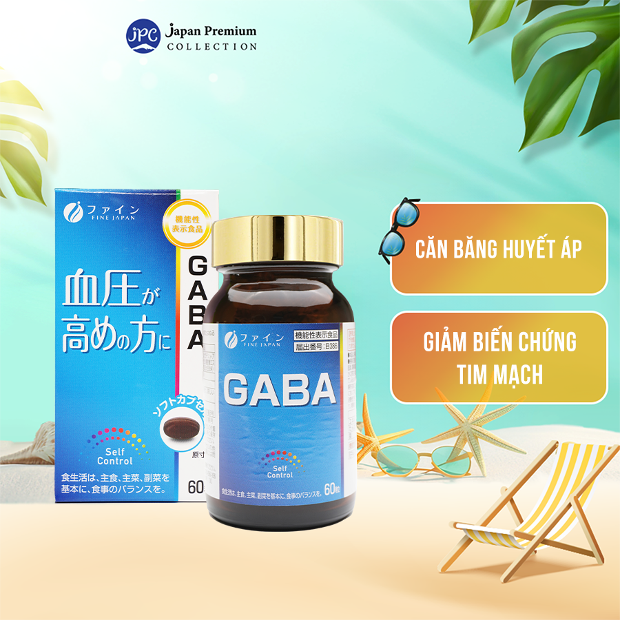 Viên Uống GABA Hỗ Trợ Điều Hòa Huyết Áp Fine Japan - Nhật Bản (Hộp 60 Viên)