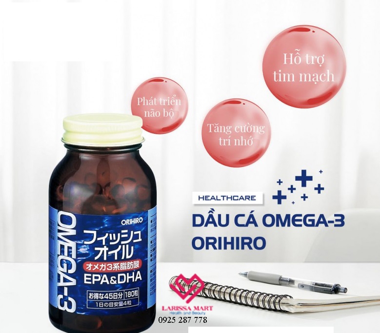 Viên uống Omega 3 Orihiro bổ sung DHA&EPA hộp 180 viên | Larissa Mart