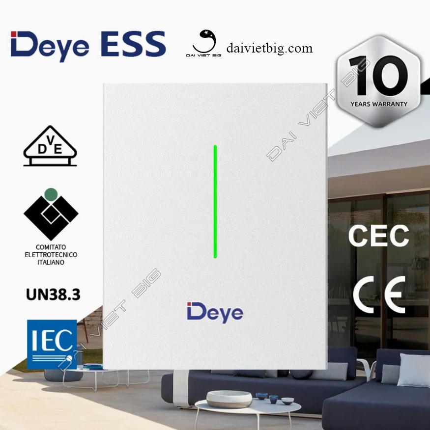 Pin Lithium DEYE 51,2V-200Ah, Deye Ess RW-F10.2 chính hãng BH 5 năm