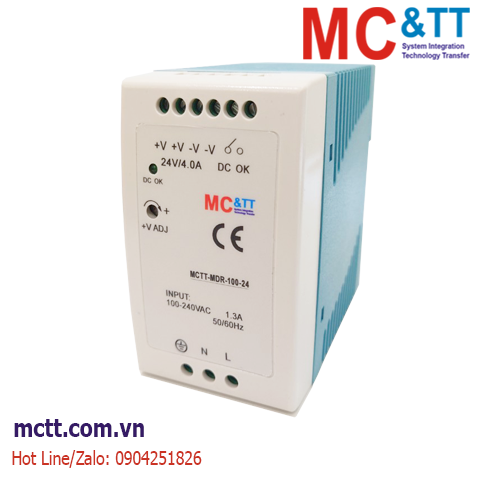 Bộ đổi nguồn Din-Rail MCTT-MDR-100-24 96W, 24VDC, 4A | MC&TT Co., Ltd