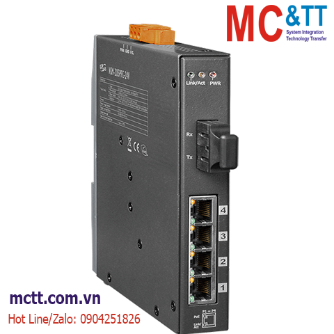 Switch công nghiệp 4 cổng PoE Ethernet + 1 cổng Quang (Dual Fiber, Multi Mode, SC, 2KM) ICP DAS ...