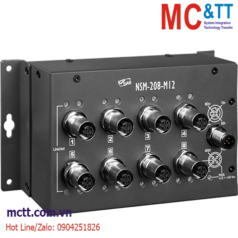 Switch công nghiệp EN50155 8 cổng Ethernet M12 ICP DAS NSM-208-M12 CR | MC&TT Co., Ltd