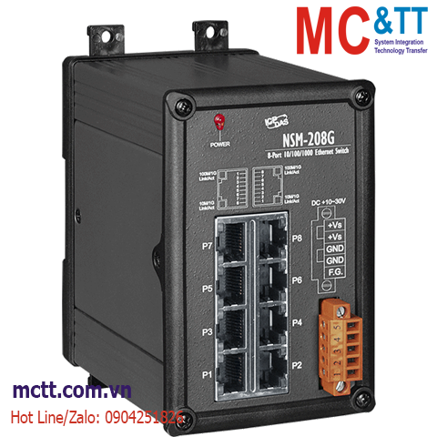 Switch công nghiệp 8 cổng Gigabit Ethernet ICP DAS NSM-208G CR | MC&TT Co., Ltd