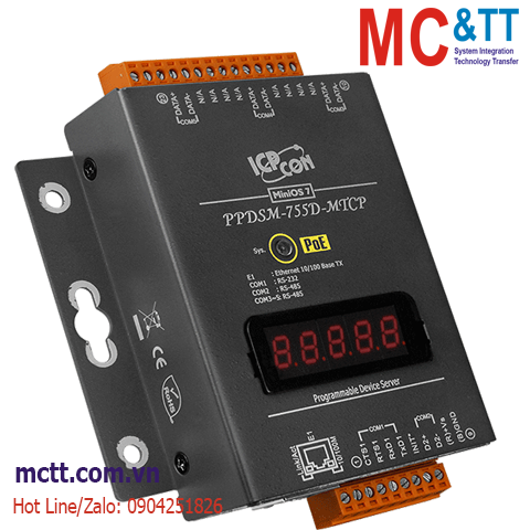 Bộ chuyển đổi Modbus Gateway 1 cổng RS-232 +4 cổng RS-485 sang Ethernet ICP DAS PPDSM-755D-MTCP ...