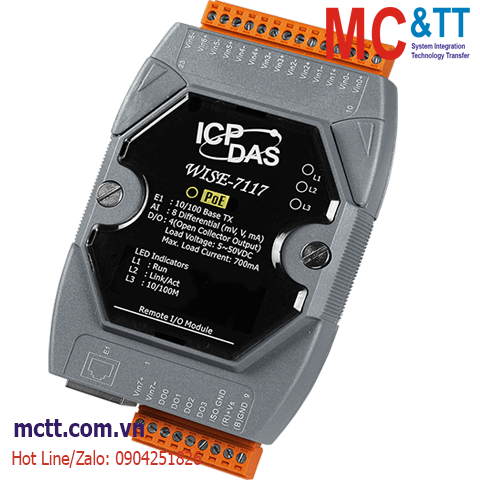 Module lập trình nhúng Wise IoT 8 kênh AI + 4 kênh DO ICP DAS WISE-7117 CR | MC&TT Co., Ltd