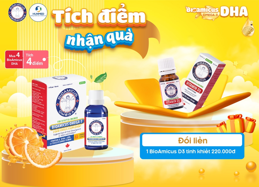 BioAmicus Omega-3 DHA EPA vị cam cho bé (Từ sơ sinh)-Vị ngon độc quyền