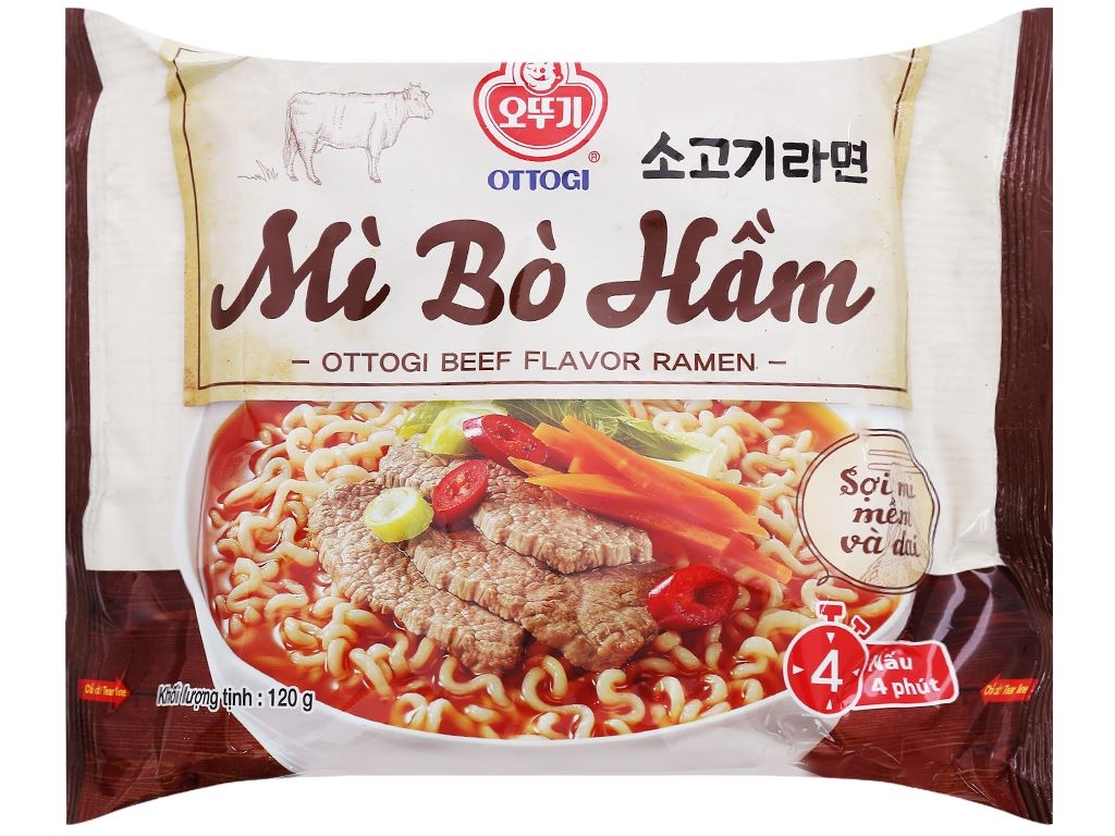OTTOGI Mì bò hầm 120g (8 gói/1 lốc)