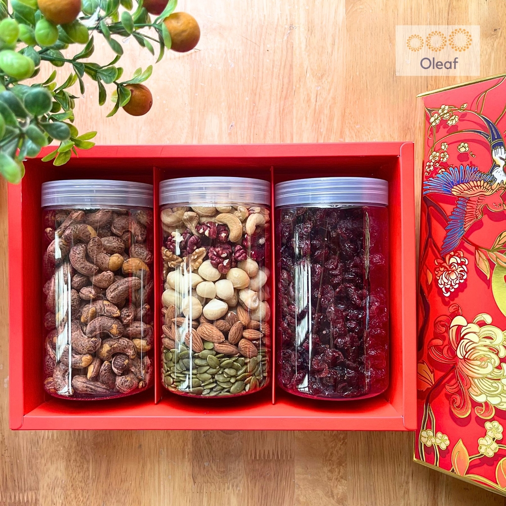 Combo Hạt Dinh Dưỡng Mix Hộp Quà Tết Cao Cấp Sang Trọng - Hộp Lớn 500gx3- Món Quà Ý Nghĩa Cho ...